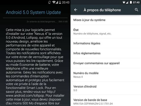 Nexus 4 La Mise à Jour Vers Android Lollipop Est Arrivée