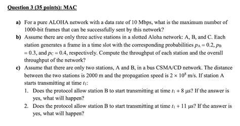 Solved A For A Pure ALOHA Network With A Data Rate Of Chegg