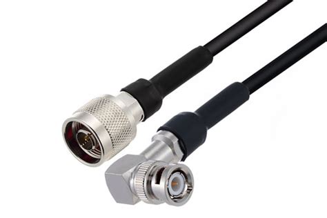 Bnc Male Right Angle To N Male Cable Using Rg58 Coax With Heatshrink