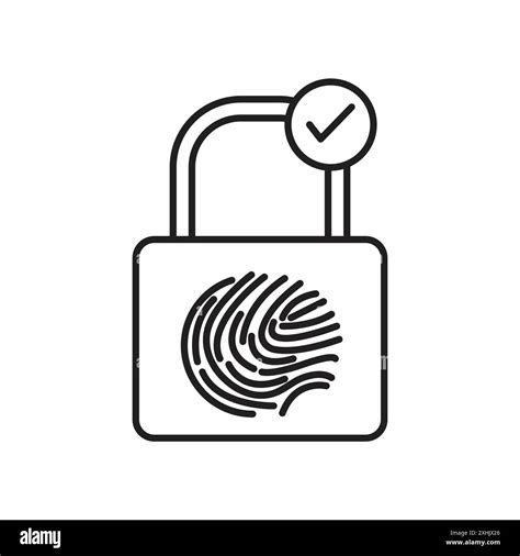 Biometric Security Icon Black Line Art Vector In Black And White Outline Set Collection Sign