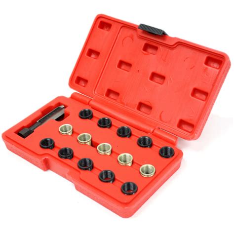 16pc Spark Plug Thread Repair Rethreading Tool Kit M16 Threaded Coil