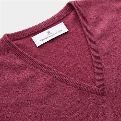 Soft Burgundy Cashmere V Neck Paden Jumper Turnbull And Asser