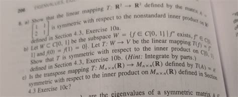 Solved 206exck The Linear Mapping Tr2→r2 ﻿defined By The