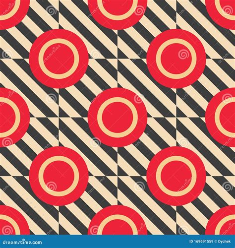Naadloos Abstract Geometrisch Patroon Van Cirkels En Strepen Vector
