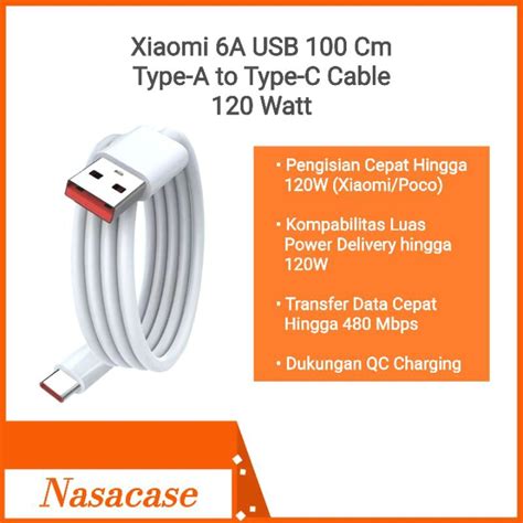 Jual Kabel Data Xiaomi A Watt Type C Usb Cm Original Turbo Charge Decimal Shopee Indonesia