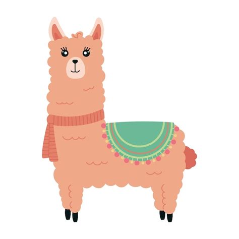Premium Vector Cartoon Cute Alpaca Lama Alpaca In Flat Style