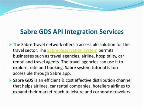 PPT Sabre GDS API Integration PowerPoint Presentation Free Download ID