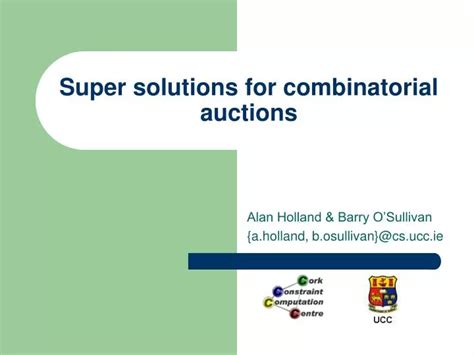 Ppt Super Solutions For Combinatorial Auctions Powerpoint