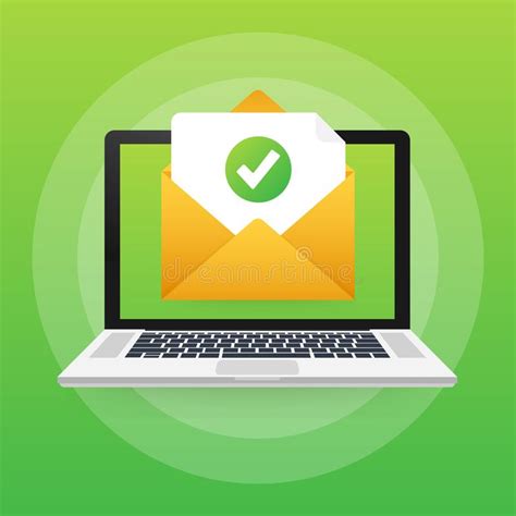 Sobre Abierto Y Documento Con Marca De Verificación Verde Correo