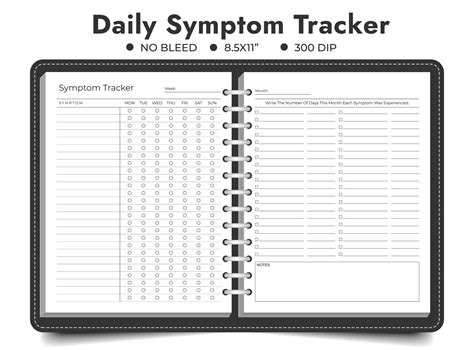 Daily Symptom Tracker Printable Symptoms Journal Medical Tracker 20614511 Vector Art At Vecteezy