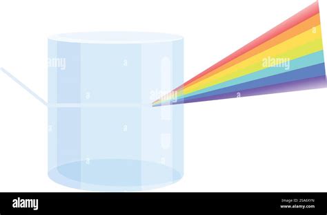 Light Beam Passing Through Triangular Prism Creating Rainbow Effect Illustration On White