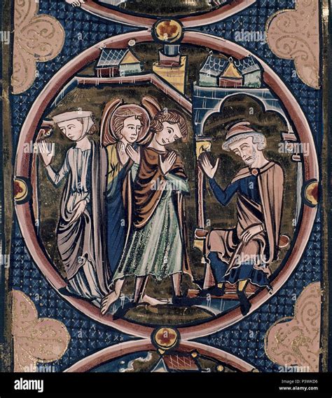 Biblia De S Luis De Francia 1226 34 El Arcangel S Rafael Con Tobias Y Sara Curan A Tobit