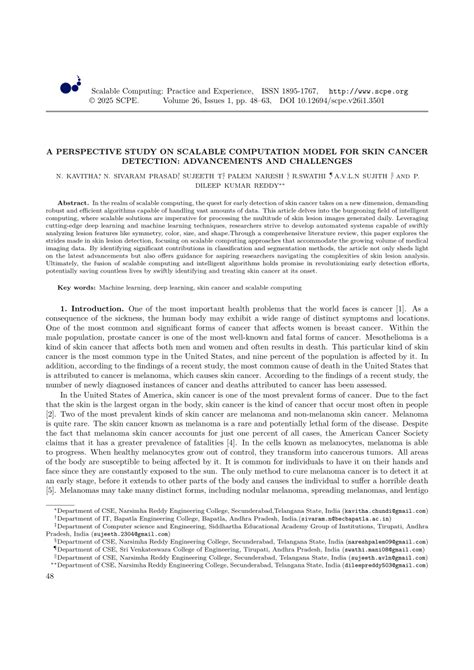 PDF A Perspective Study On Scalable Computation Model For Skin Cancer Detection Advancements