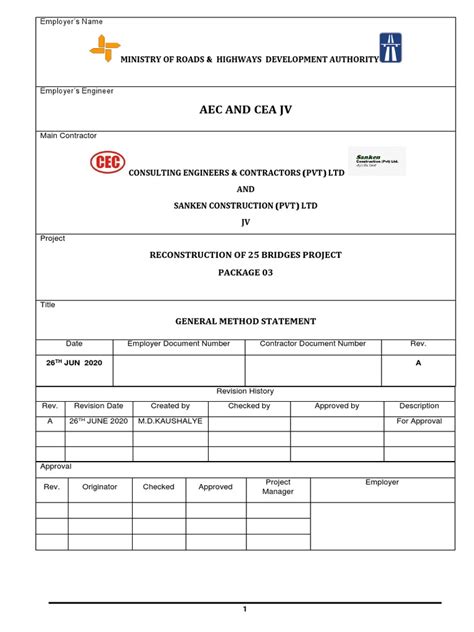 General Method Statement For Bridge Construction Pdf Deep
