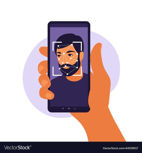 Facial Recognition System Concept Face Id Vector Image