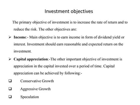 Investment Objective Pptx