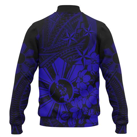 Philippines Baseball Jacket Polynesian Pattern Filipino Sampaguita