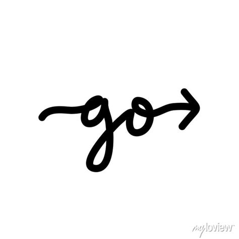 Hand Letter Go Text With Arrows Doodle Hand Drawn Sketch Symbols
