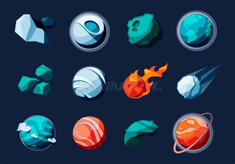 Planets And Asteroids Sci Fi Universe Cartoon Rock Meteorites Funny