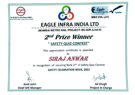 Siraj Anwer On Linkedin Safetyquiz Safetyweek Eiil Metroprojects Mumbaimetro