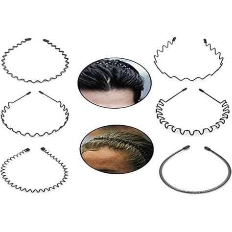 6 Pièces Bandeaux de Cheveux Serre tête en Métal Ondulés Élastique