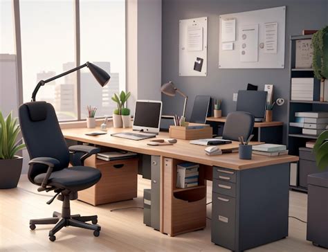 Premium Ai Image 3d Animation Style Modern Office Desk Composition