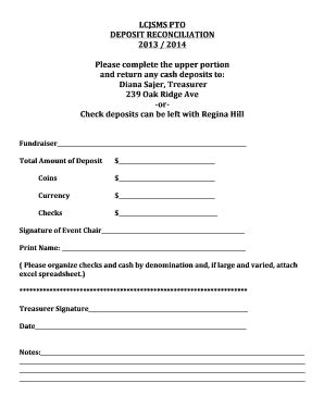 Fillable Online LCJSMS PTO Deposit Form Docx Fax Email Print PdfFiller