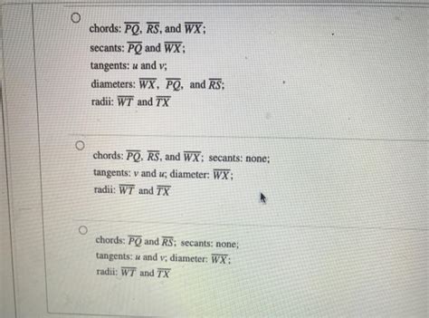 Solved Identify Each Line Or Segment That Intersects O T R Chegg Com