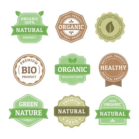 Conjunto Vectorial De Etiquetas De Productos Naturales Vector Premium