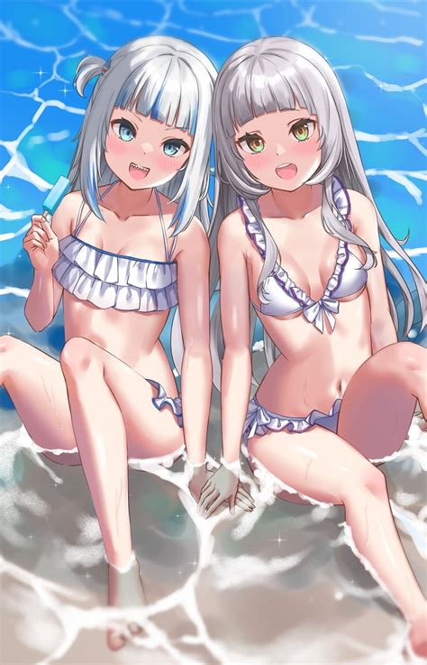 Gawr Gura And Murasaki Shion Hololive And 1 More Drawn By Shichiyanke