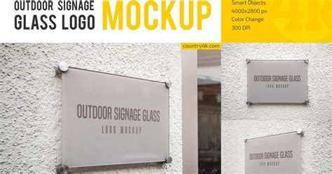 Glass Signage Logo Mockup Set Product Mockups Ft Brand And Company