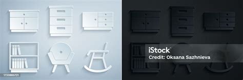 안락의자 서랍장 도서관 책장 가구 스탠드 및 아이콘을 설정합니다 벡터 0명에 대한 스톡 벡터 아트 및 기타 이미지 0명 3차원 형태 가구 Istock