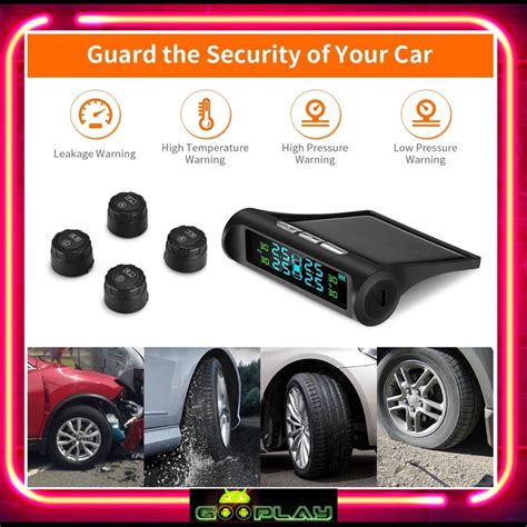 Tpms Multi Color Screen Tire Pressure Monitor System Solar Wireless Led Display Tayar Checking