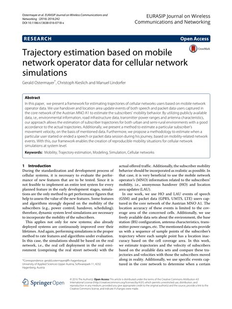 Pdf Trajectory Estimation Based On Mobile Network Operator Data For