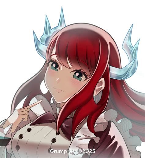Safebooru 1girl Absurdres Artist Name Blue Eyes Blue Horns Blush