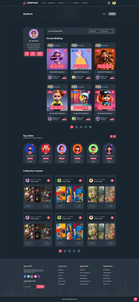 Opennft Hub Nft Marketplace Website Ui Adobe Xd By Chiragvadukia