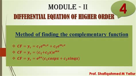 4 Method Of Finding The Complementary Function 18MAT21 DIFFERENTIAL EQUATION OF HIGHER