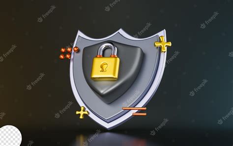 Premium Psd Security Shield Padlock Sign On Dark Background 3d Render Concept For Viruses