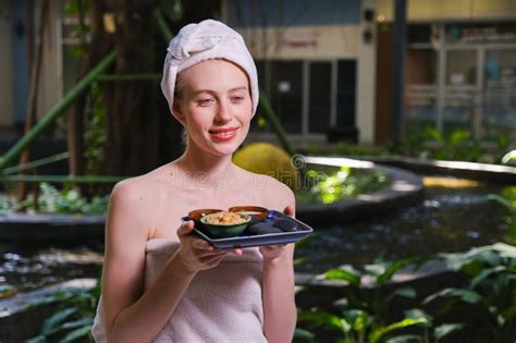 Caucasian White Woman Relaxing In Spa Centre Stock Image Image Of