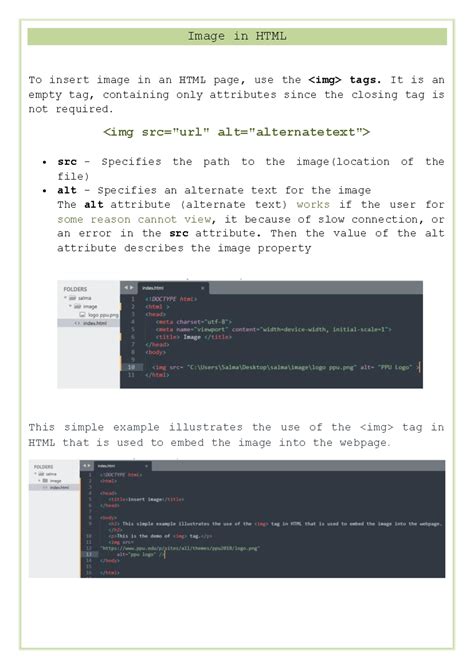 Lab Image In Html To Insert Image In An Html Page Use The Tags It Is An Empty Tag Studocu