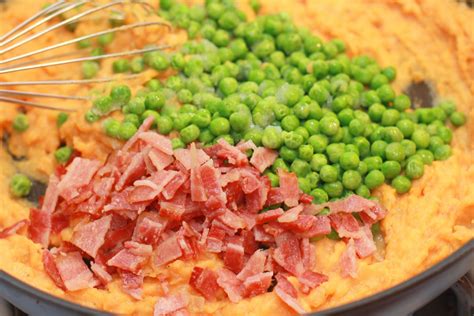 The Bitchin Kitchin Sweet Potato Macaroni And Cheese With Peas And Bacon