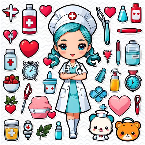 Cute Nurse Stickers Digital Download Etsy