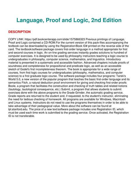 Ppt Pdf Language Proof And Logic 2nd Edition Powerpoint