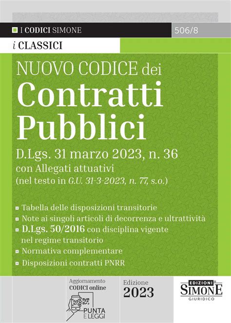 Nuovo Codice Dei Contratti Pubblici 2023 Edizioni Simone