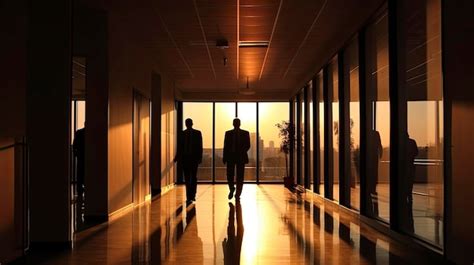 Premium Ai Image Two Business Men Walking Down A Hallway With A