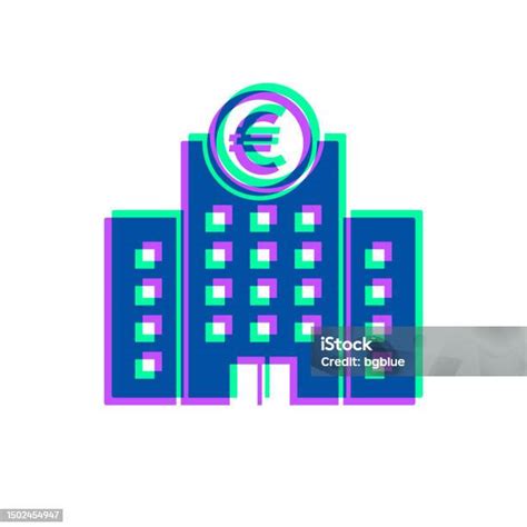 Banque Avec Signe Euro Icône Avec Superposition De Deux Couleurs Sur