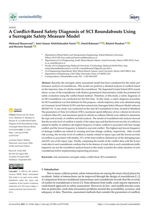 Pdf A Conflict Based Safety Diagnosis Of Sci Roundabouts Using A Surrogate Safety Measure Model