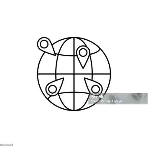 地球儀圖示上的針腳導航插圖元素優質的圖形設計圖示標誌和符號收集網站 網頁設計 移動應用程式圖示向量圖形及更多互聯網圖片 Istock