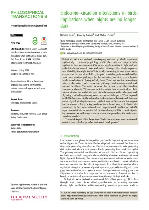 Pdf Endocrinecircadian Interactions In Birds Implications When