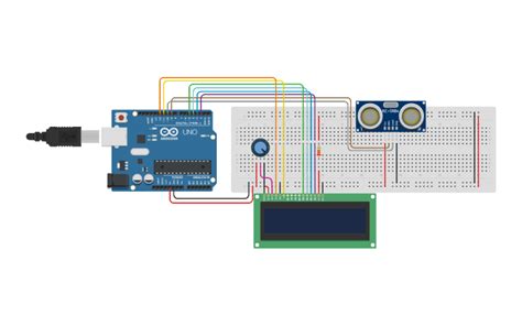 Circuit Design Sensor Ultrassónico Tinkercad